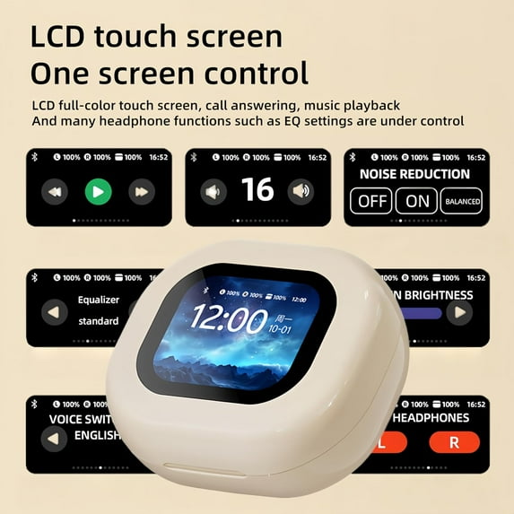 TTTYBA-Wireless Earbuds with Touch Screen Charging Case, Open Ear ...