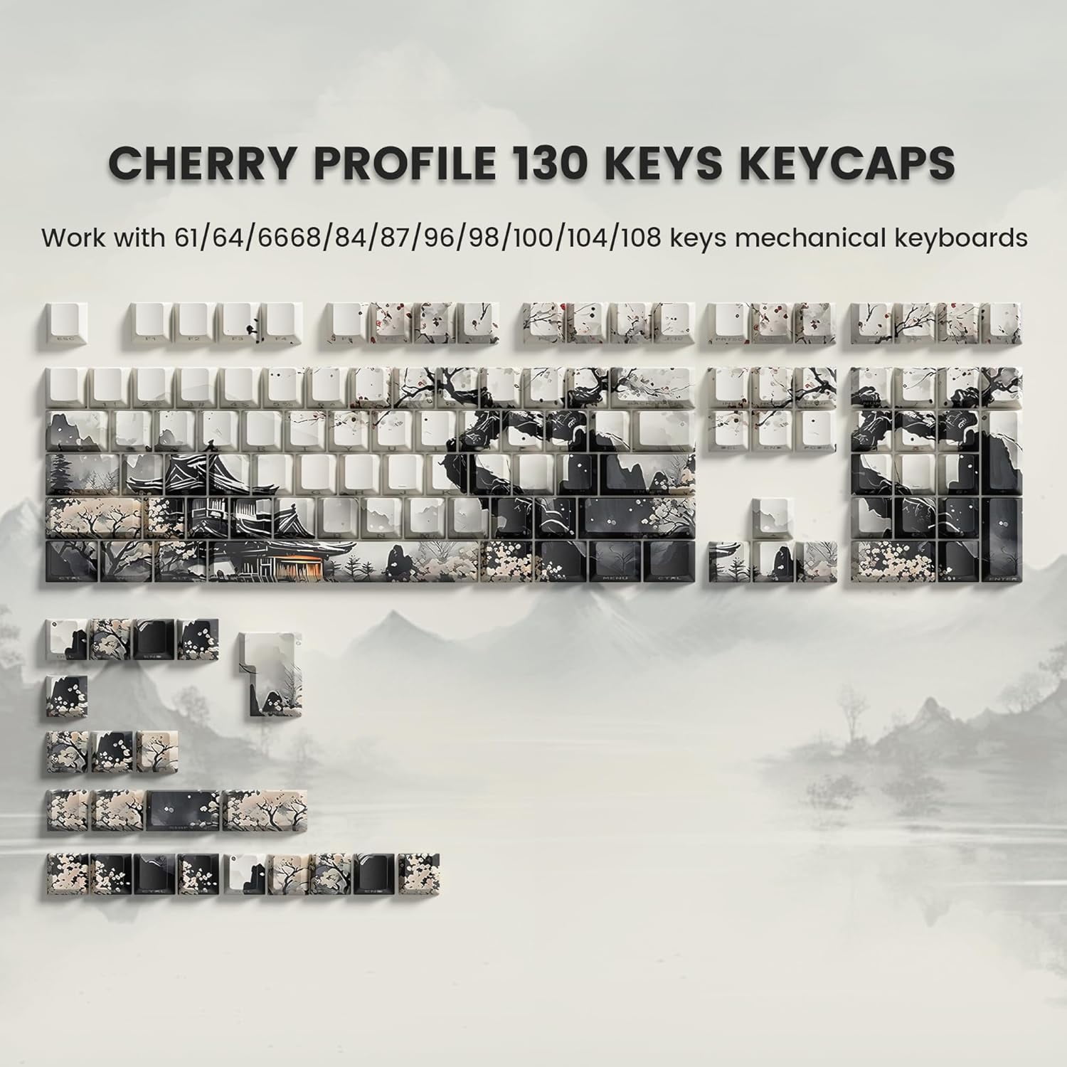 TTTYBA-Womier PBT Keycaps Set 130 Keys, Custom White Japanese Keyboard ...