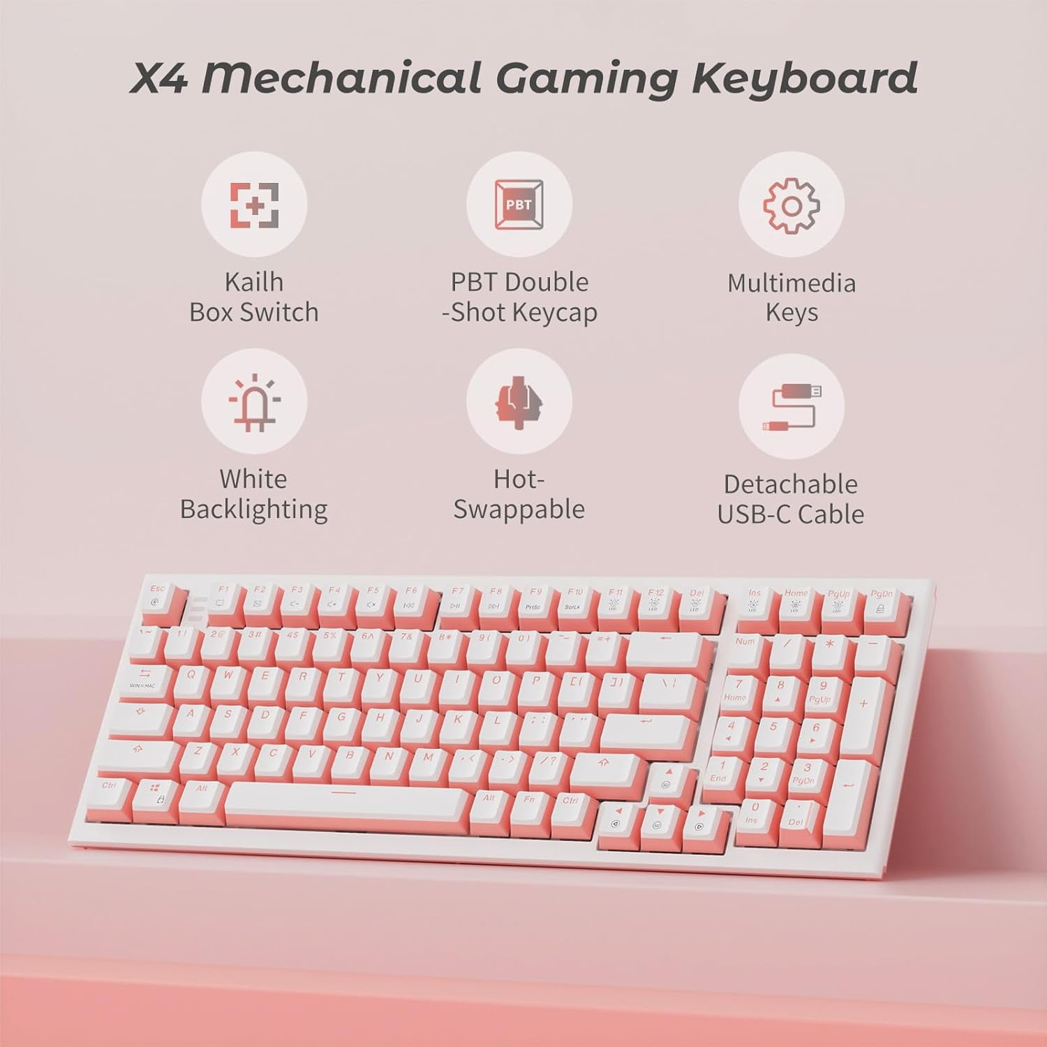 TTTYBA-X4 Wired Mechanical Keyboard with Number Pad, USB-C Hot ...