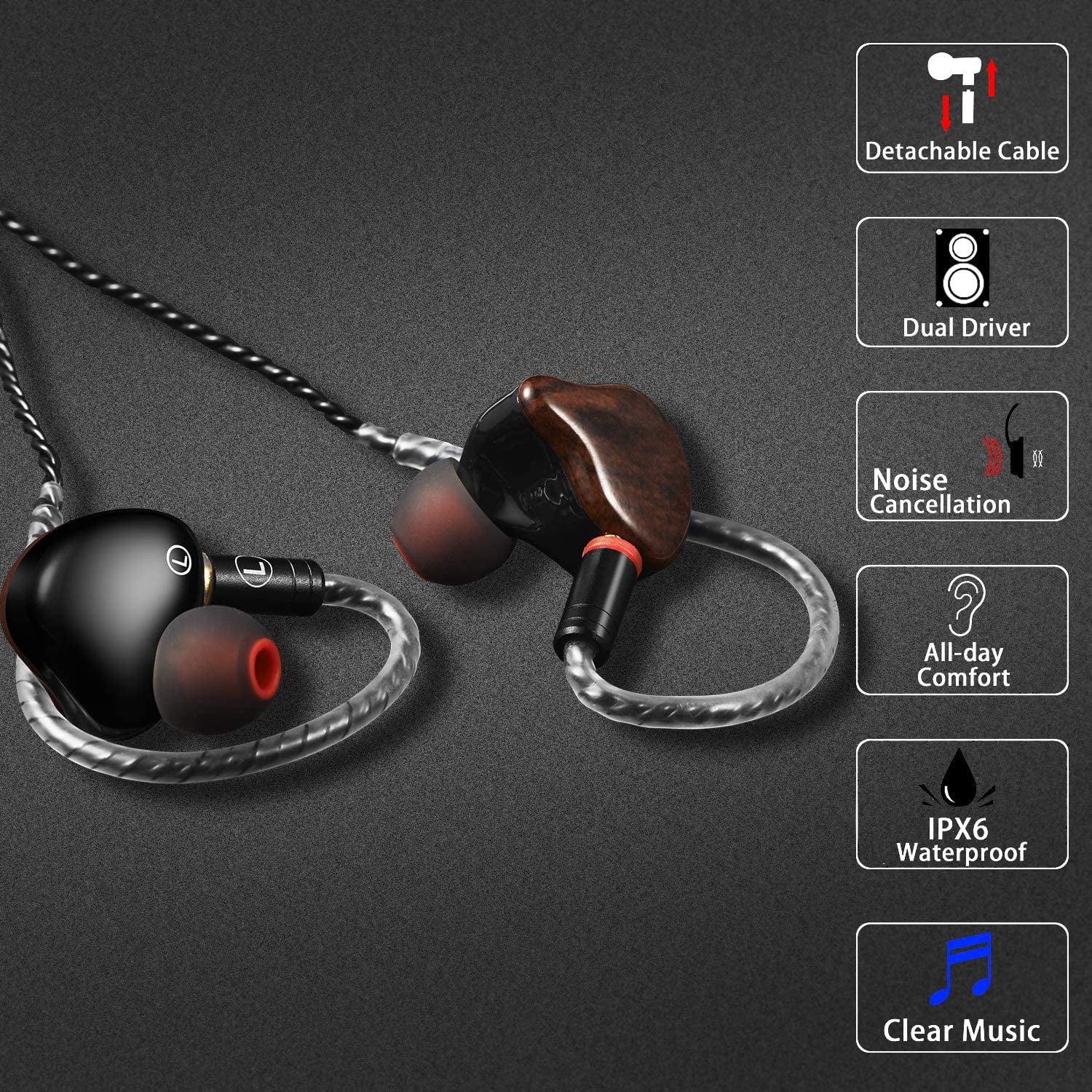 TTTYBA-in Ear Monitor Headphones, HiFi Stereo IEM Earphones, Dynamic ...