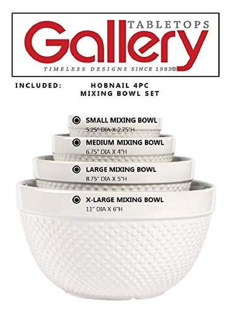 TTU Tabletops Gallery Hobnail Style 4 Piece Classic White Stoneware ...