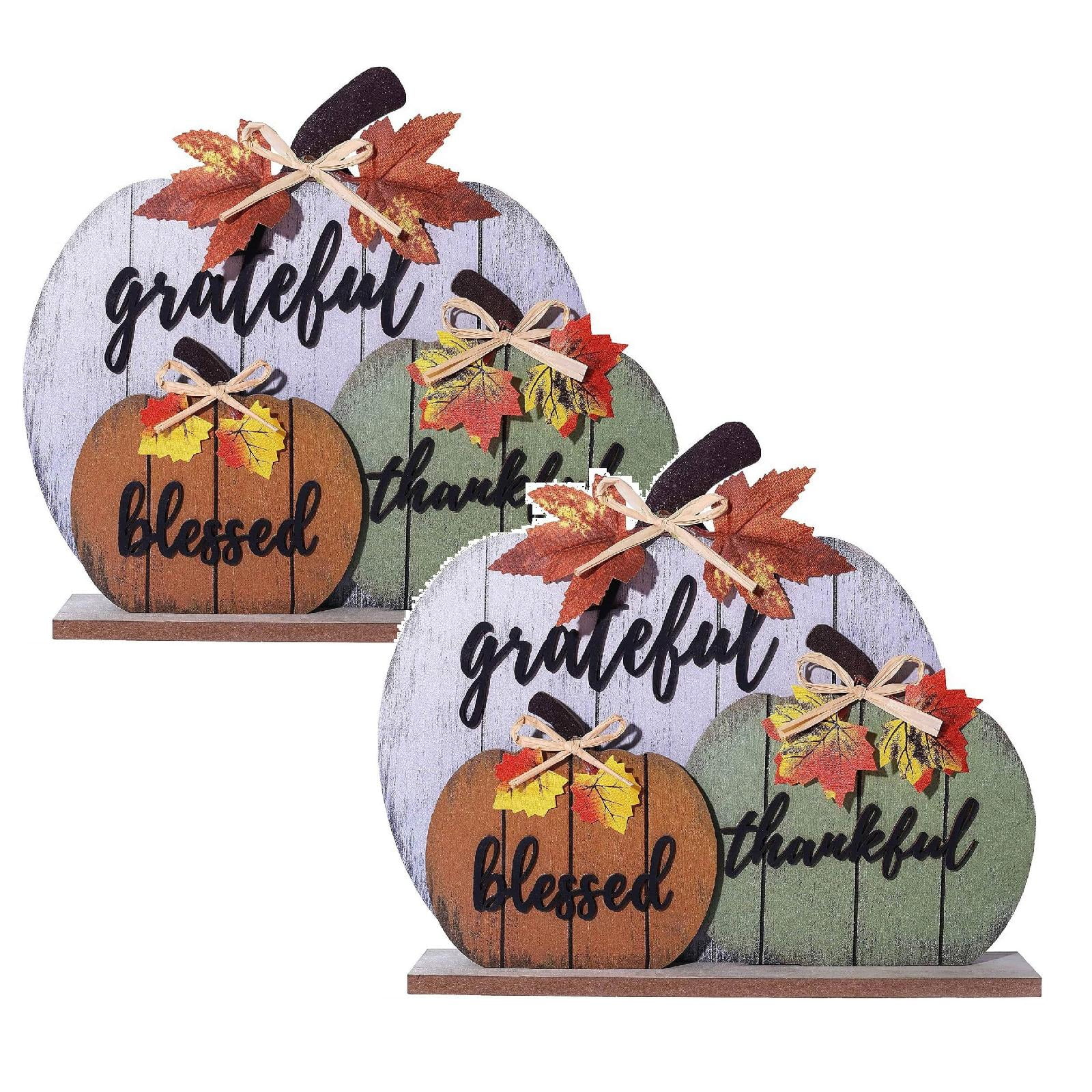 TTUHYWXI 2 PCS Fall Decorations For Home Blessed Grateful Thankful Fall ...