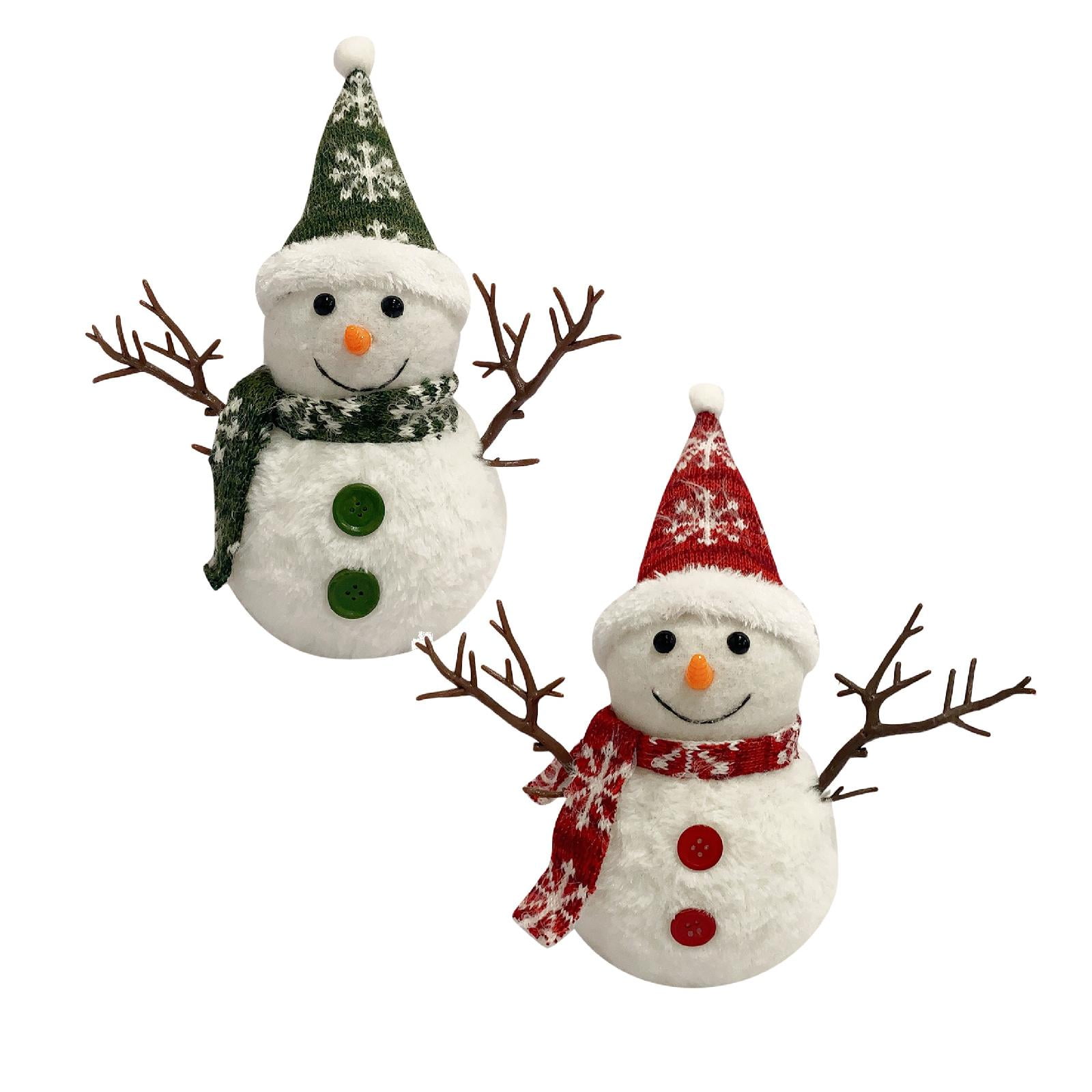 TTUHYWXI 2 PCS Snowman Decor Figurines Resin Snowman Lighted ...