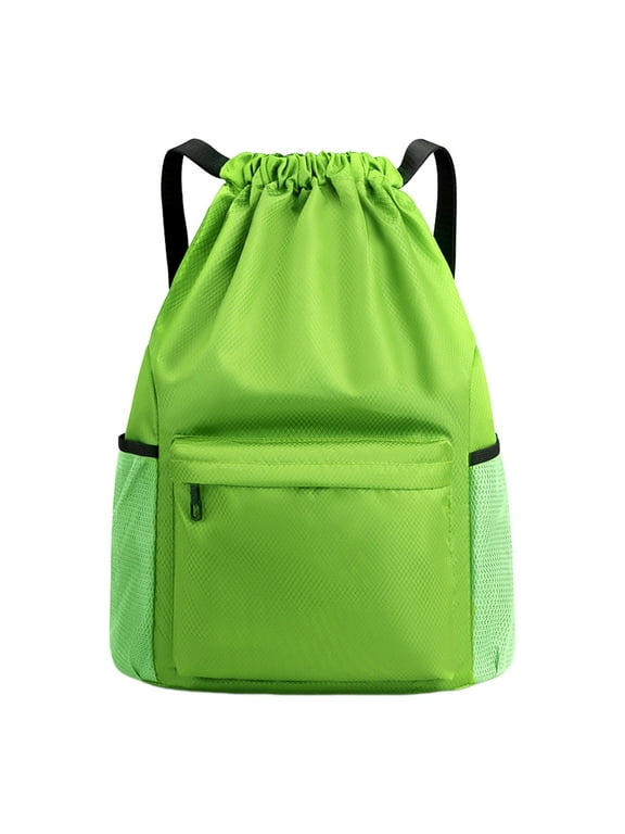 WANDF Waterproof Drawstring Gym Bag with Shoe Compartment, Large for ...