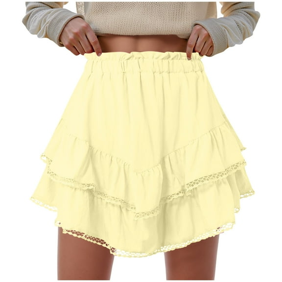 COMVALUE Flowy Skorts for Women Ruffle Tiered Skorts High Waist Mini ...
