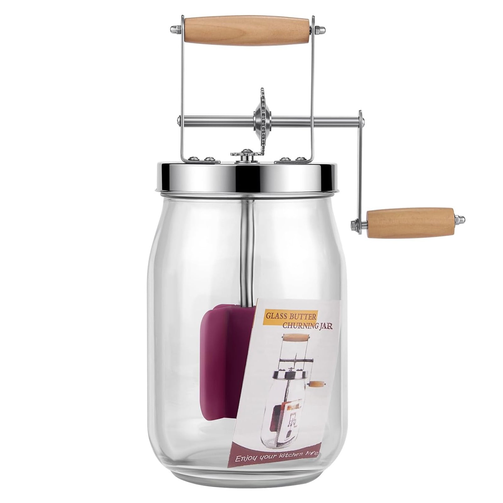 TTUHYWXI Hand Crank Butter Churner- Manual Butter Maker- Beech Wood ...