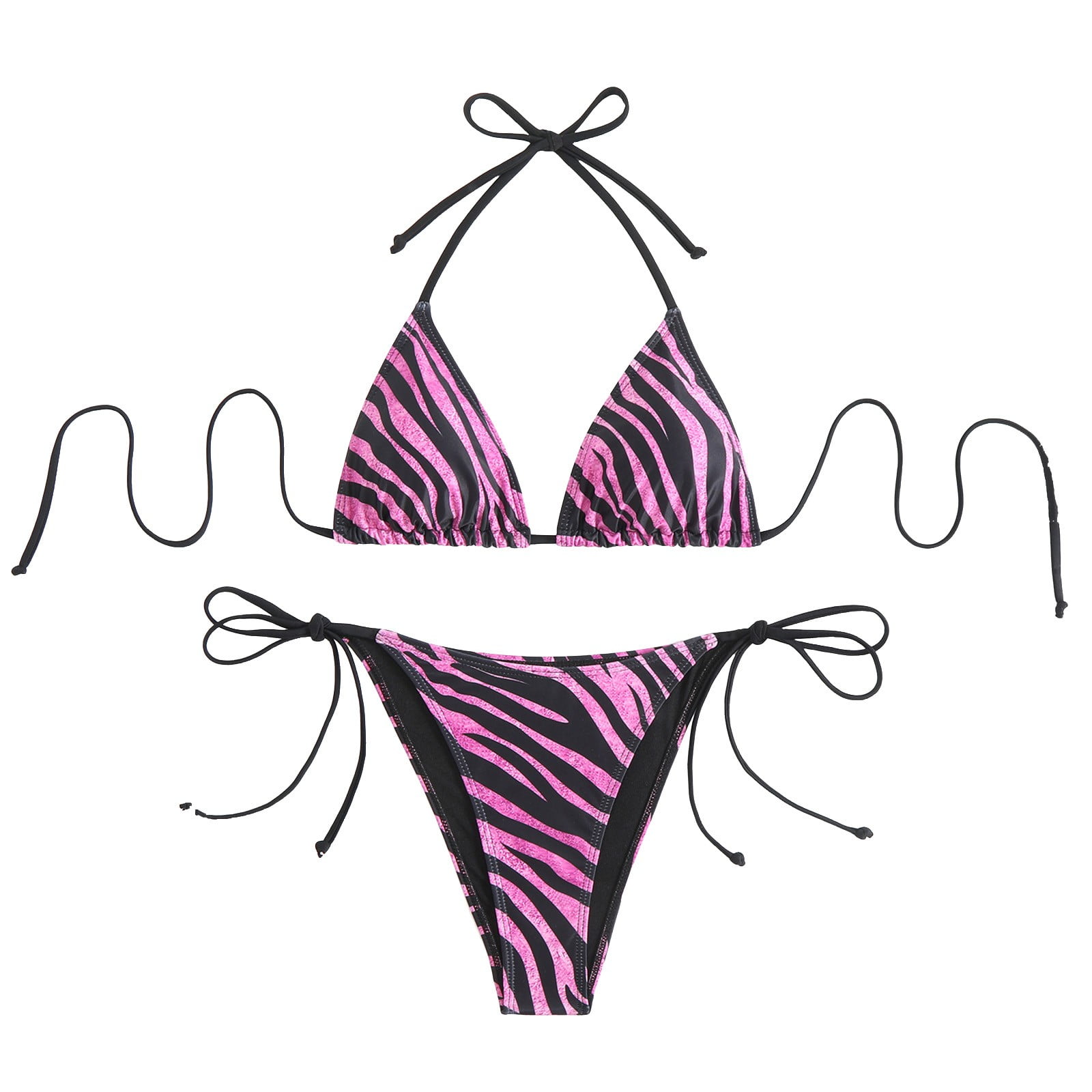 TTUHYWXI Two Piece Drawstring Bathing Suit Deep V Neck Thong Bikini Set ...