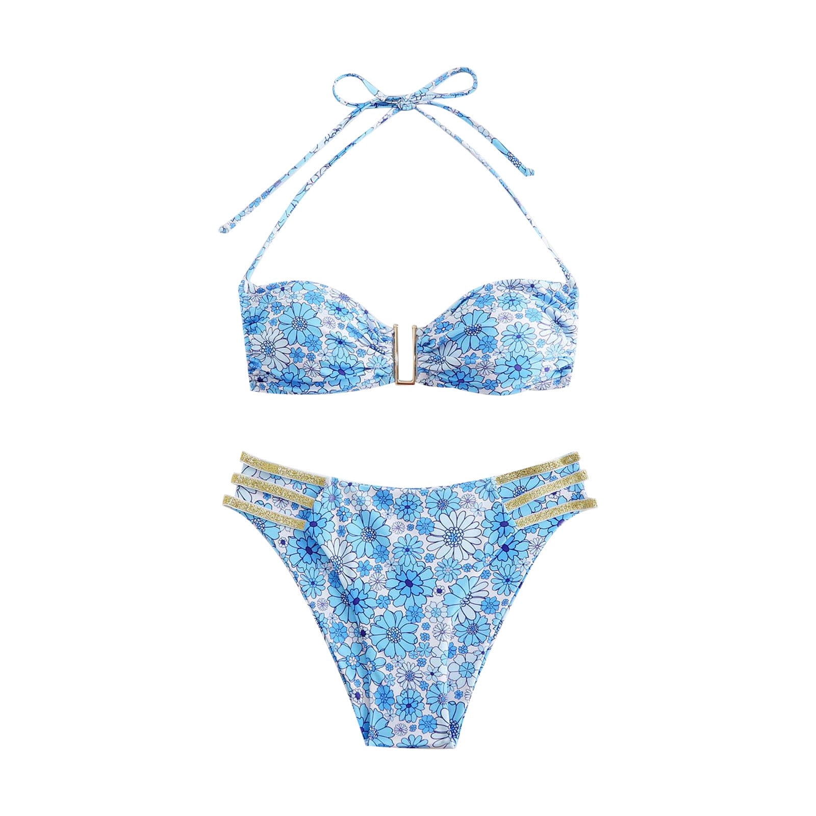 TTUHYWXI Two Piece Drawstring Bathing Suit Thong Spaghetti Straps ...