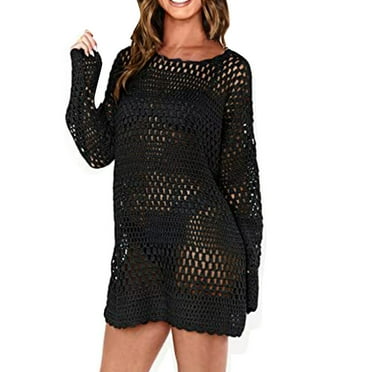 Cover Ups for Swimwear Women Casual See Through Crochet Mesh Bathing ...