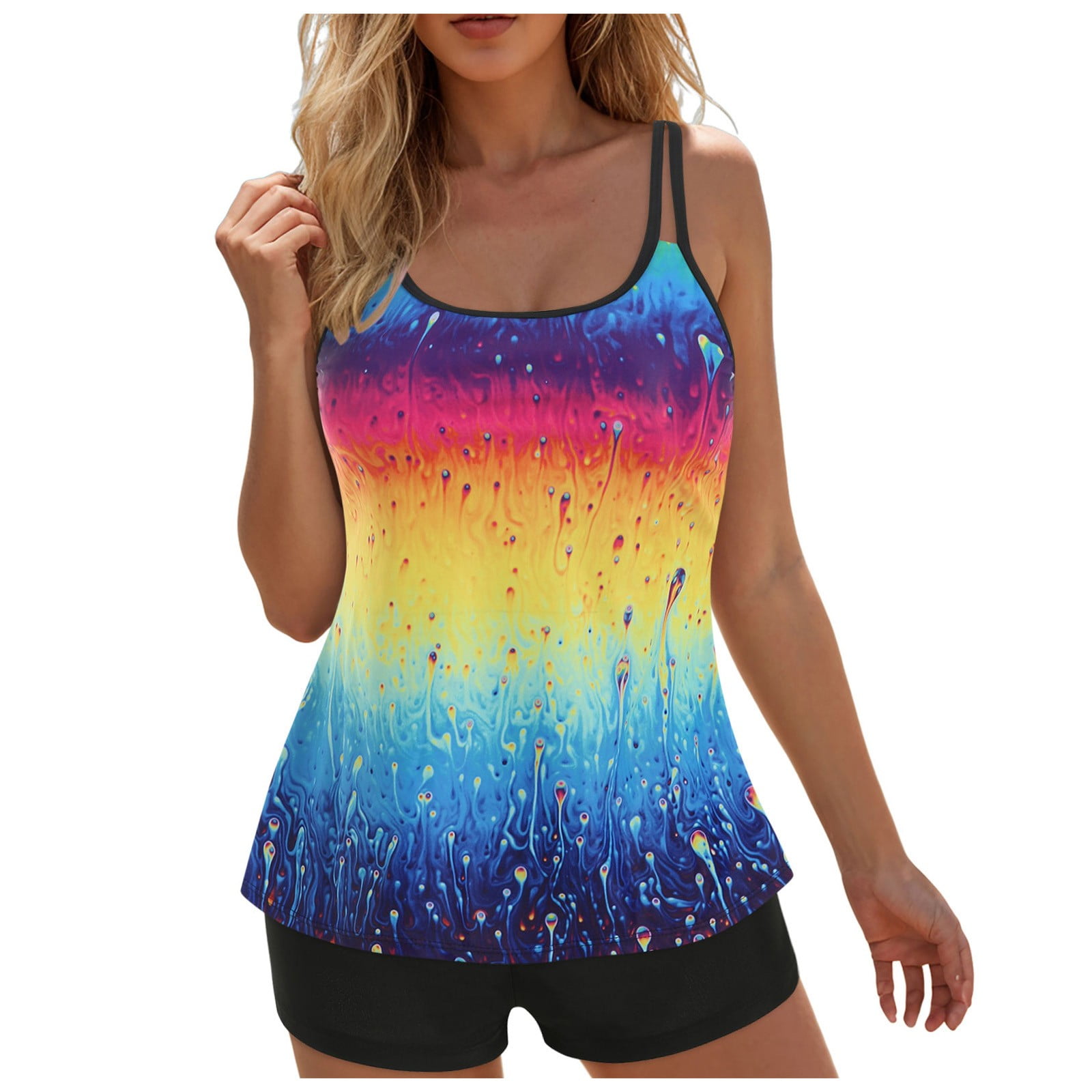 TTUHYWXI Women Tummy Control Tankini Bathing Suit Blouson Cutout 2025 ...