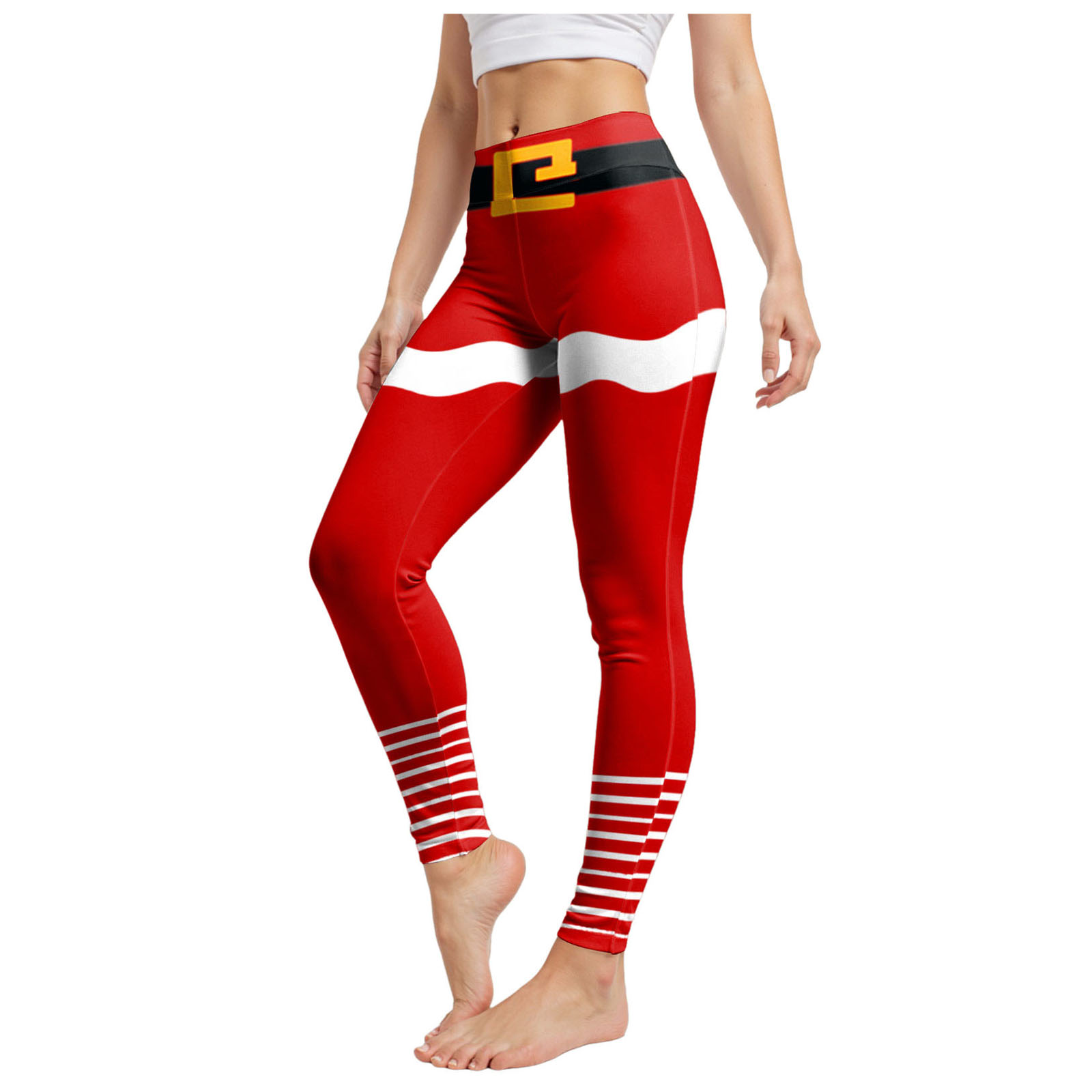 TTUHYWXI Women's Funny Printed Ugly Christmas Leggings Soft Stretchy ...