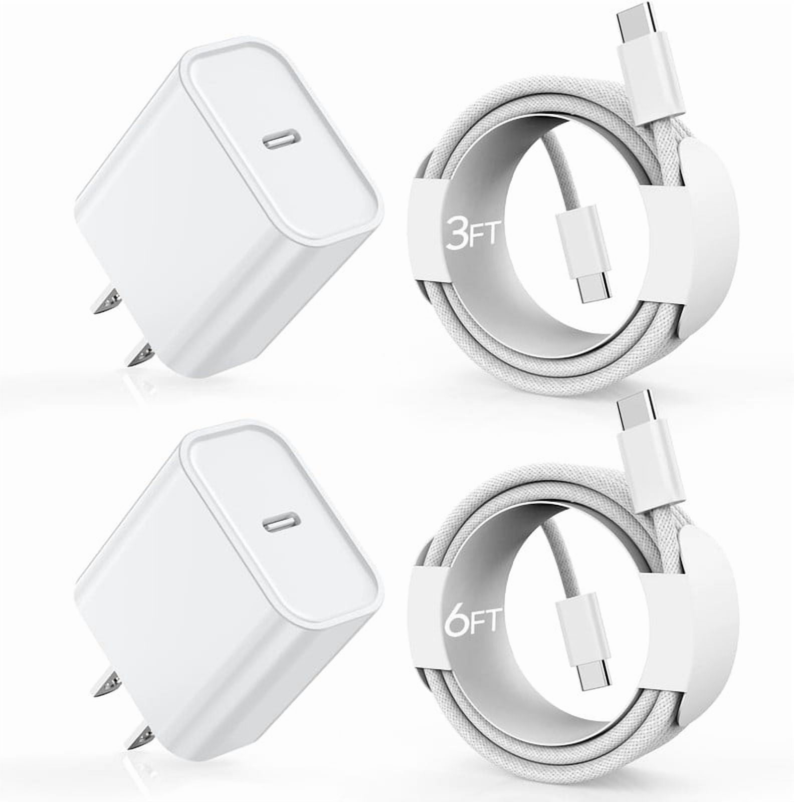 TTech 2x Pack 20W USB-C PD Fast Wall Charger Adapter Plug + 3ft & 6ft ...