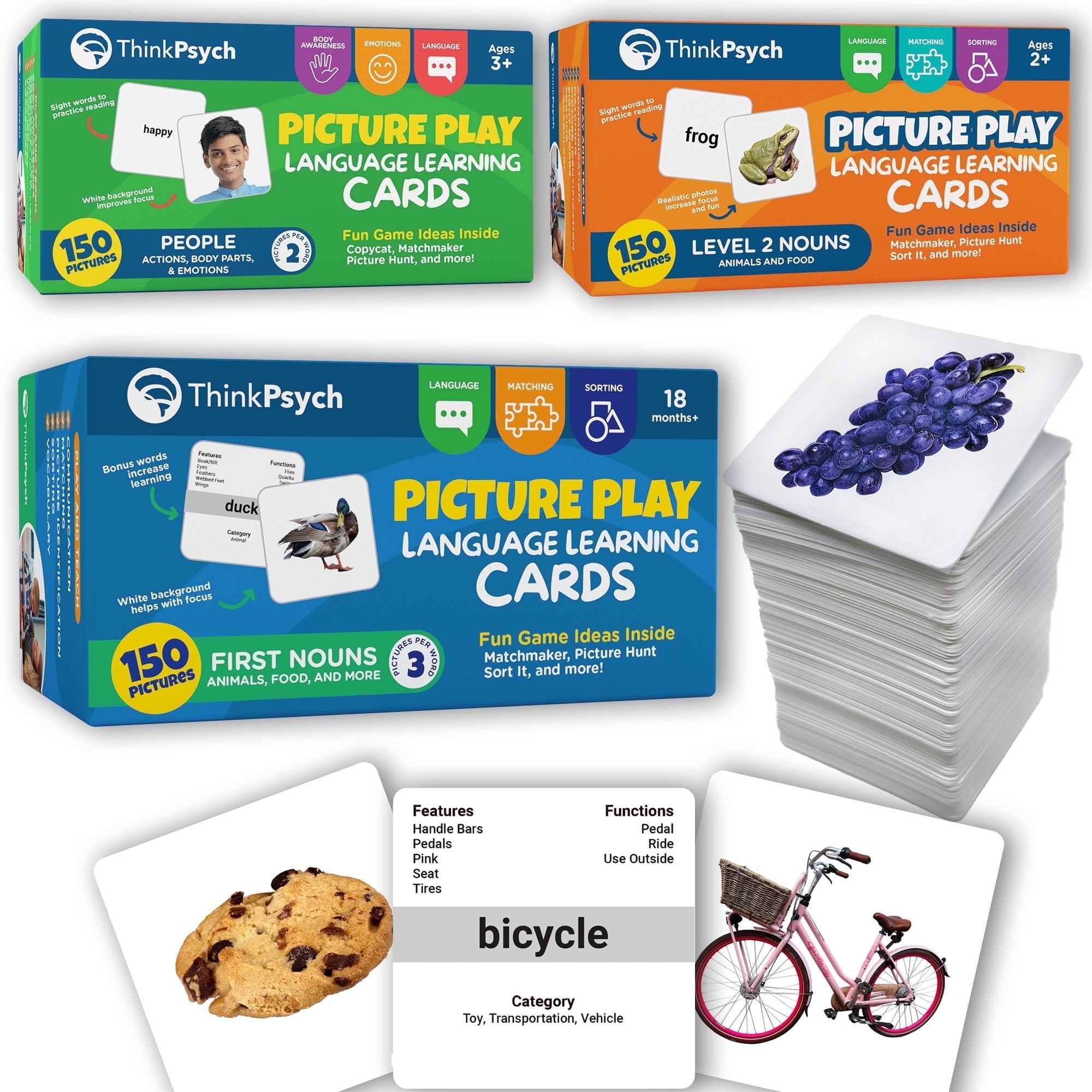 ThinkPsych Picture Play Language Learning Flash Cards Bundle - 450 ...
