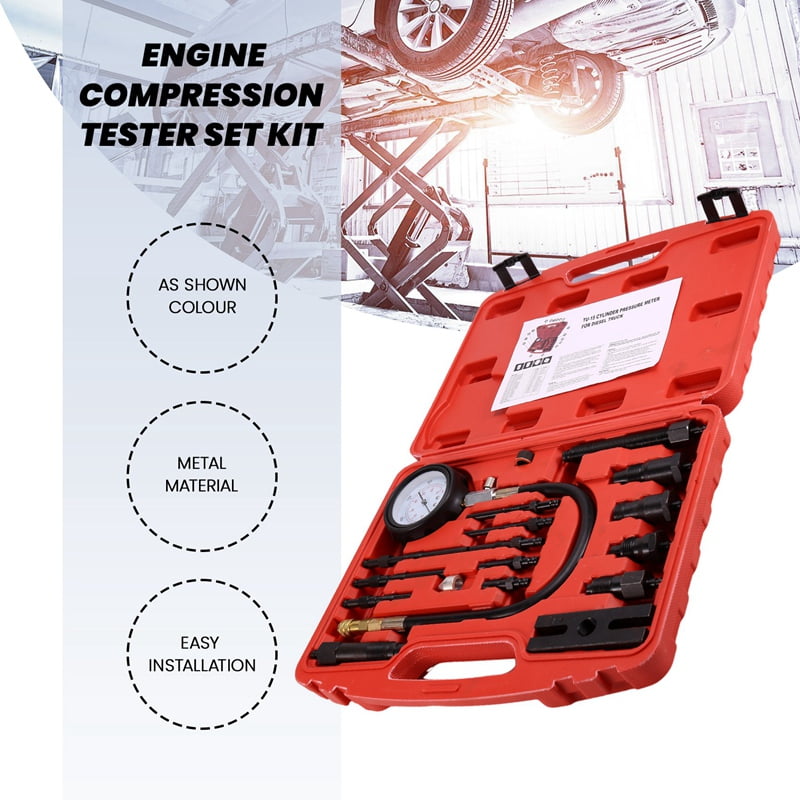 TU-15B Pressure Gauge Engine Compression Tester Set Kit Cylinder Test ...