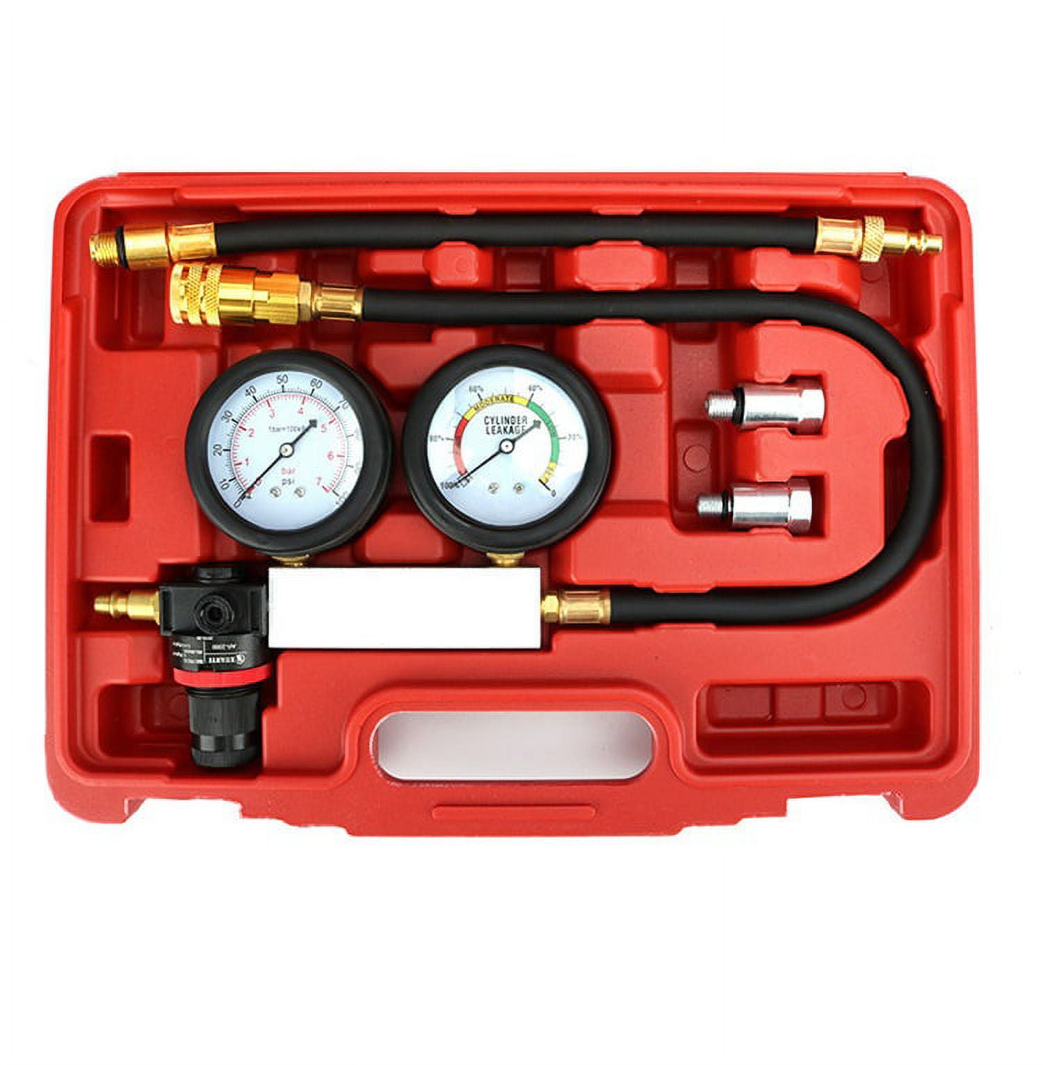 TU-21 Compression Test Kit Engine Cylinder Dual Gauge Leakdown Tester ...