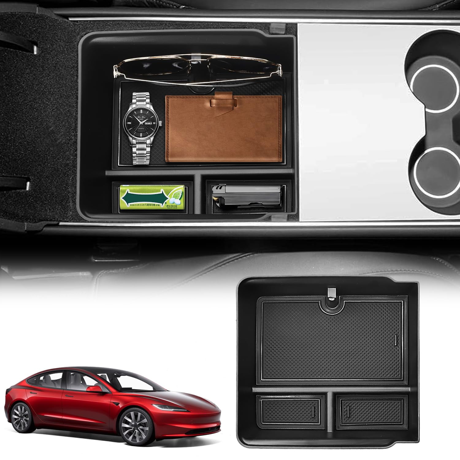 TUAMFO For 2024 Tesla Model 3 Center Console Organizer for Newest 2024 ...