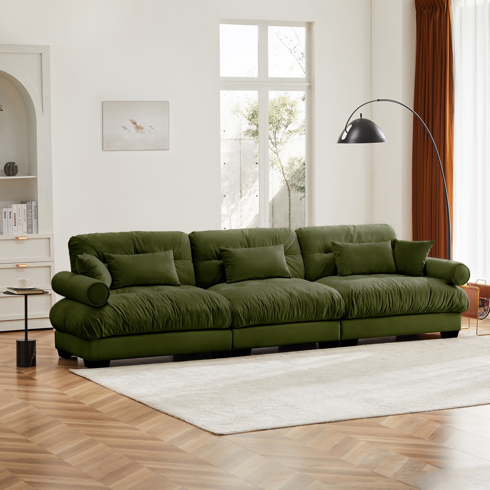 TUANLUO 130 Oversized Velvet Sofa Upholstered 3 Seater Sofa Couch TUANLUO 130 Oversized Velvet Sofa Upholstered 3 Seater Sofa Couch