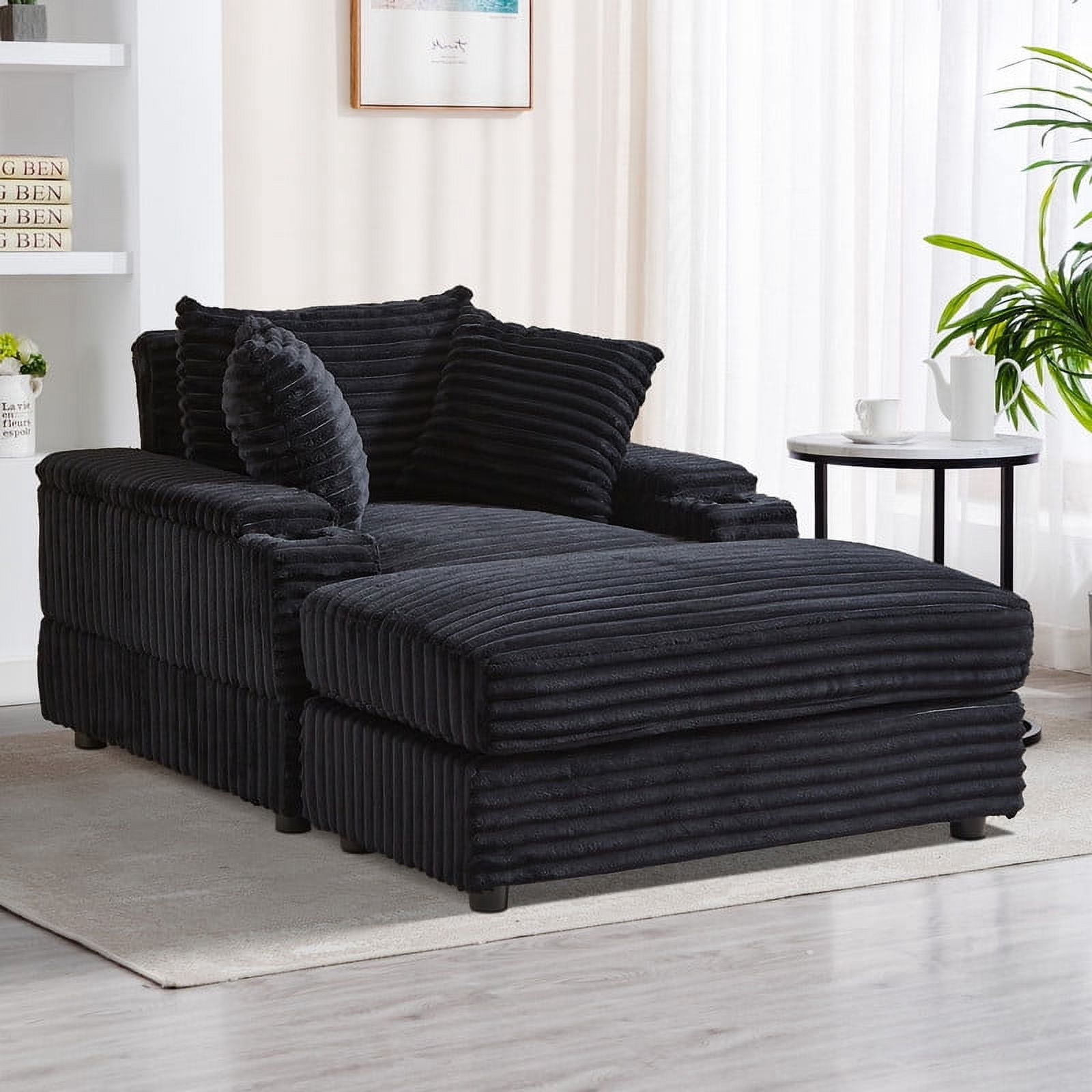 TUANLUO 44" Single Chaise Lounge Indoor, Corduroy Lounge Chair with ...