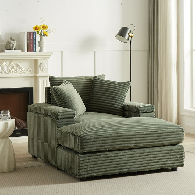 TUANLUO 44" Single Chaise Lounge Indoor, Oversized Corduroy Lounge ...
