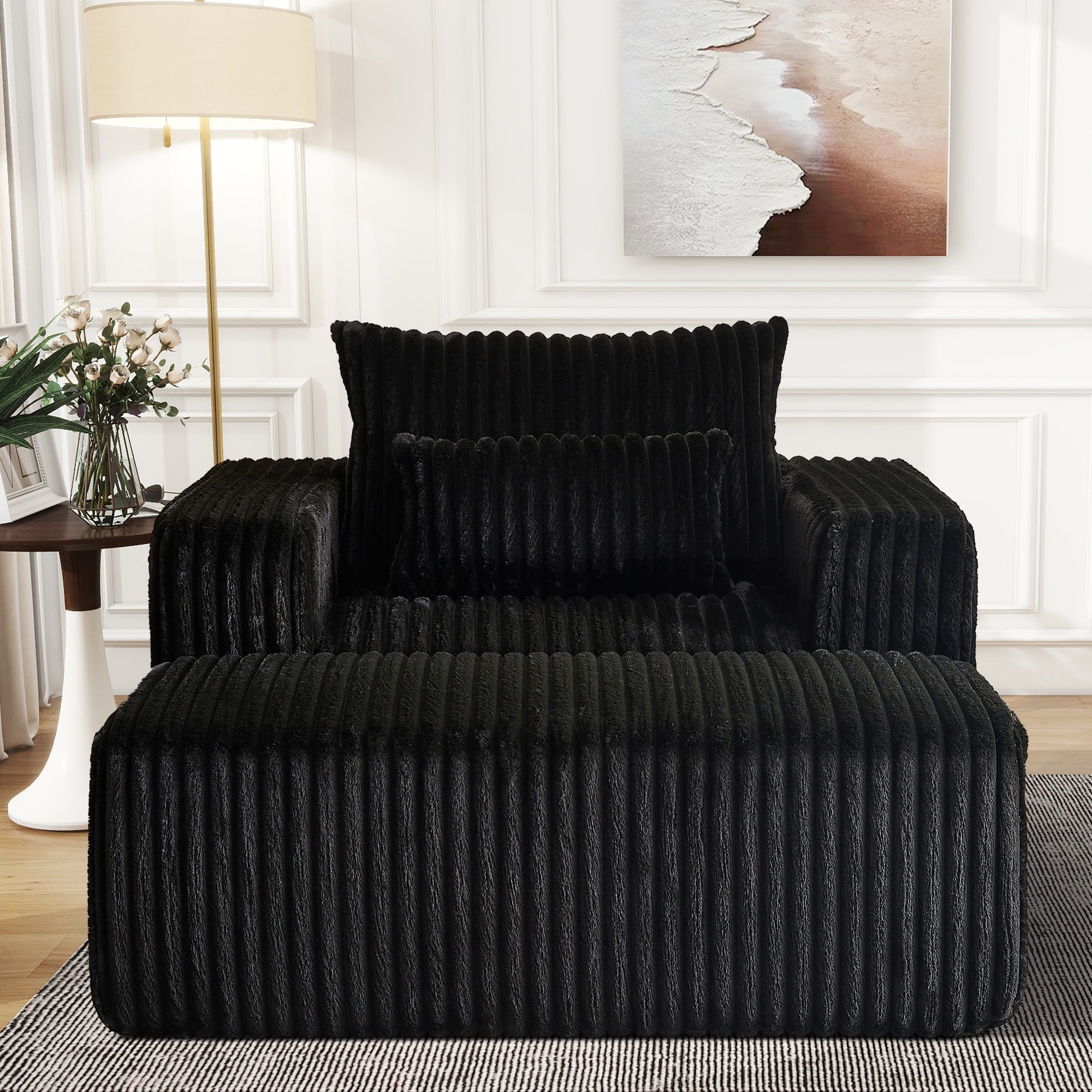 TUANLUO Chaise Lounge Indoor, 62.5" Oversized Corduroy Lounge Chair ...
