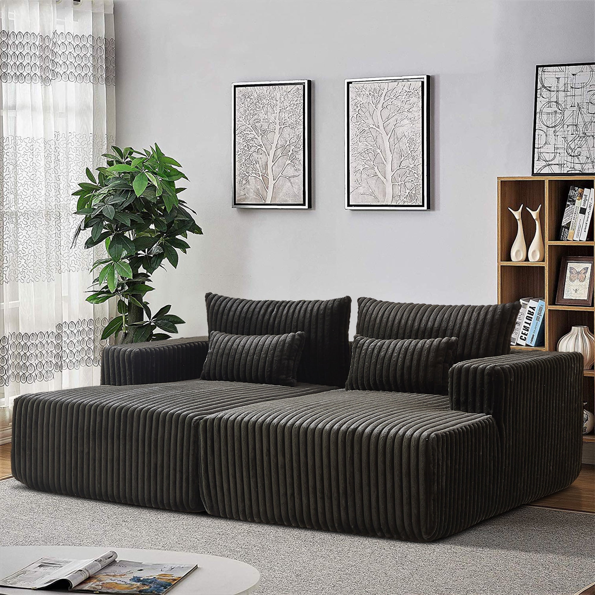 TUANLUO Chaise Lounge Indoor, 87" Oversized Upholstered Sectional Couch ...