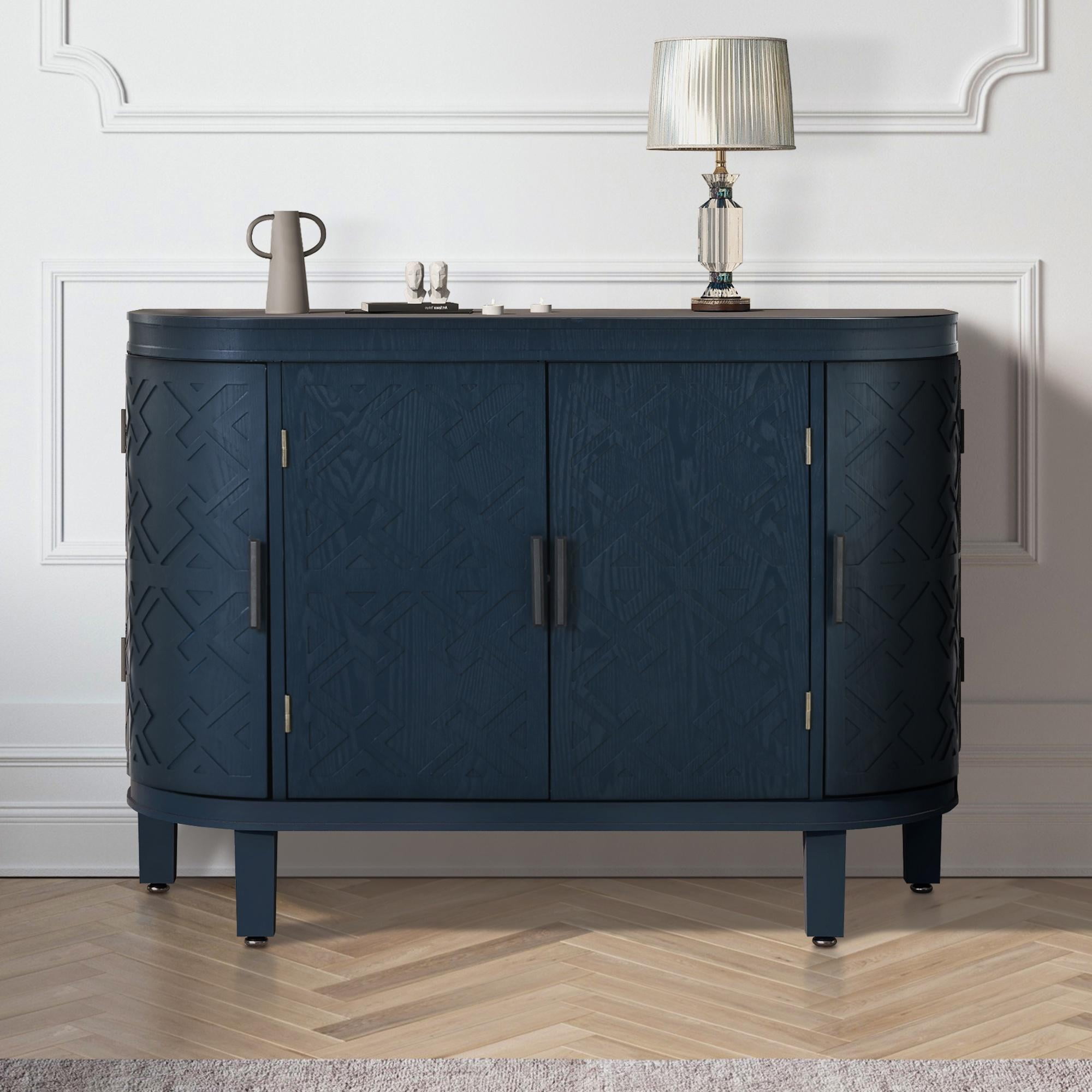 TUANLUO Curved Accent Cabinet, Corner Sideboard Cabinet, Wood Buffet ...