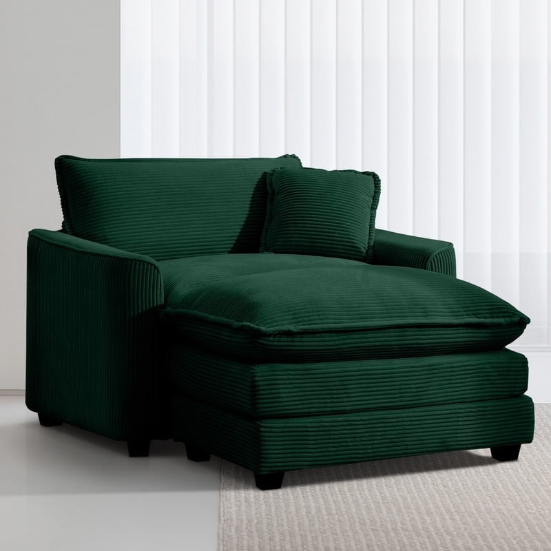 TUANLUO Indoor Chaise Lounge with Ottoman, 46" Oversize Corduroy Single ...