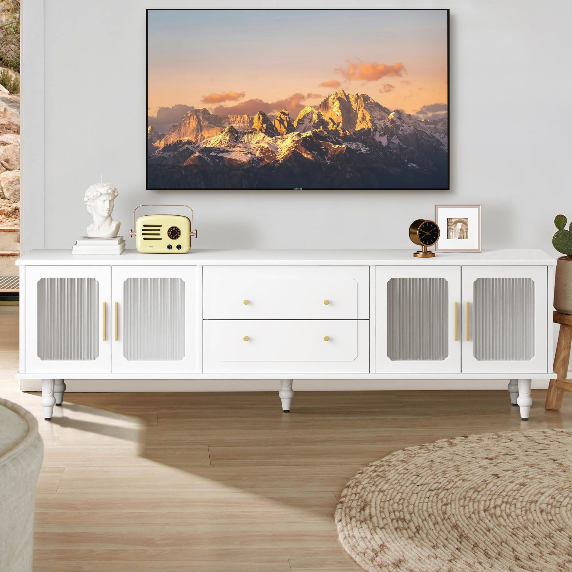 TUANLUO TV Console with 2 Drawers for TVs up to 78", Modern Television ...
