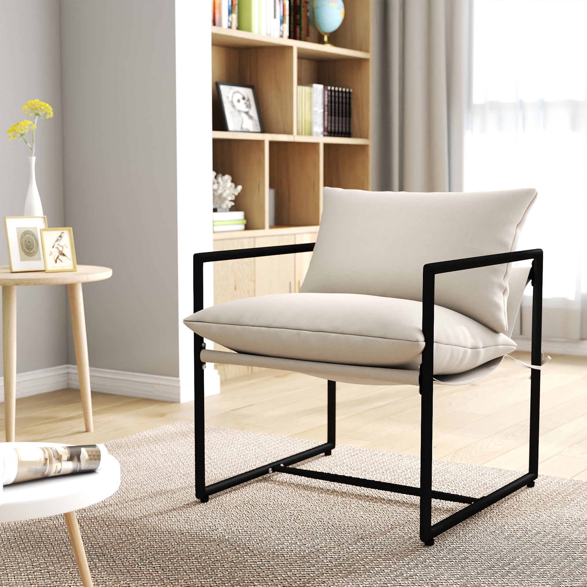 TUAREX Modern Accent Chair, Armrest, Metal Frame, Upholstered Reading ...