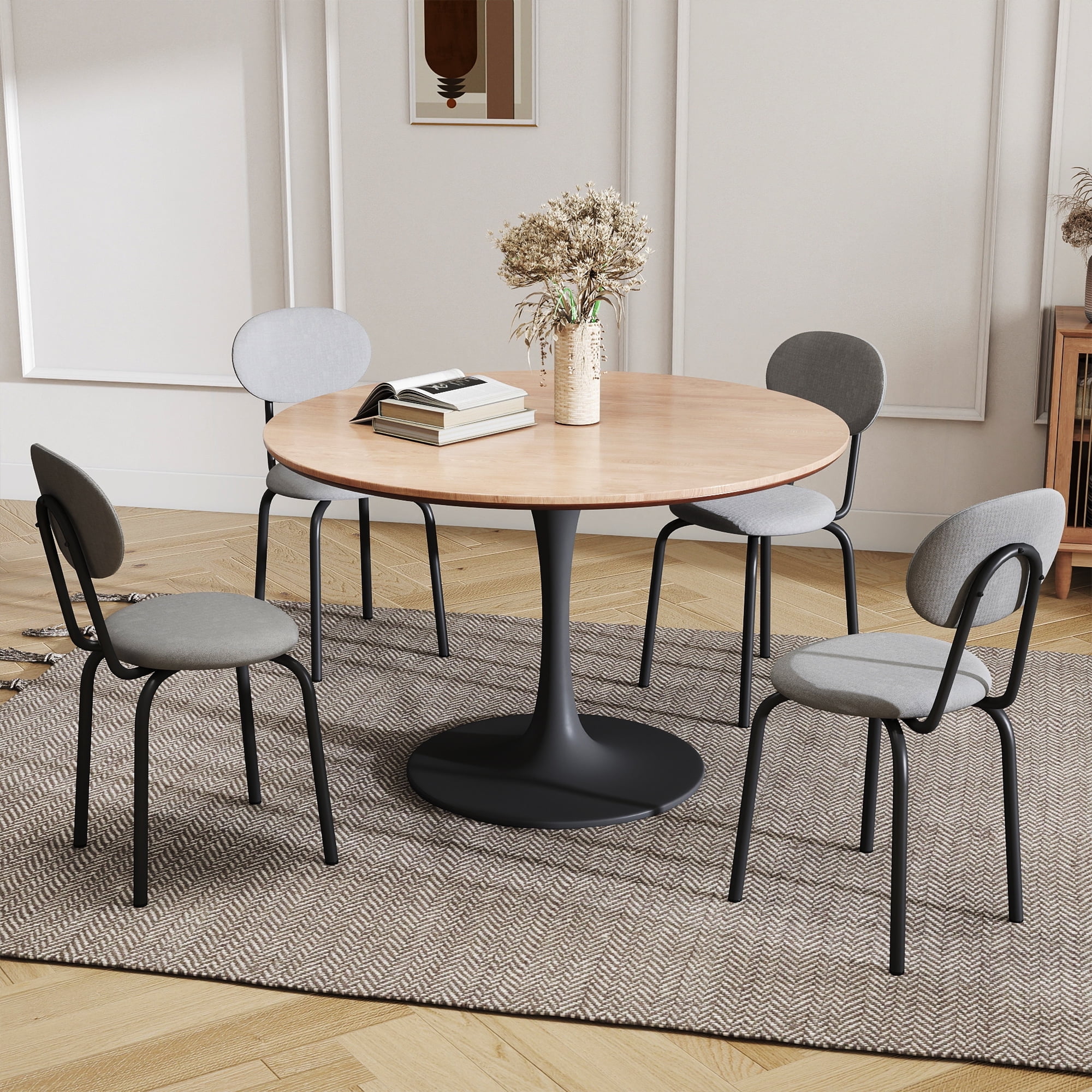 TUAREX Set of 4 Stackable Dining Chairs, Small Modern Stacking Kitchen ...