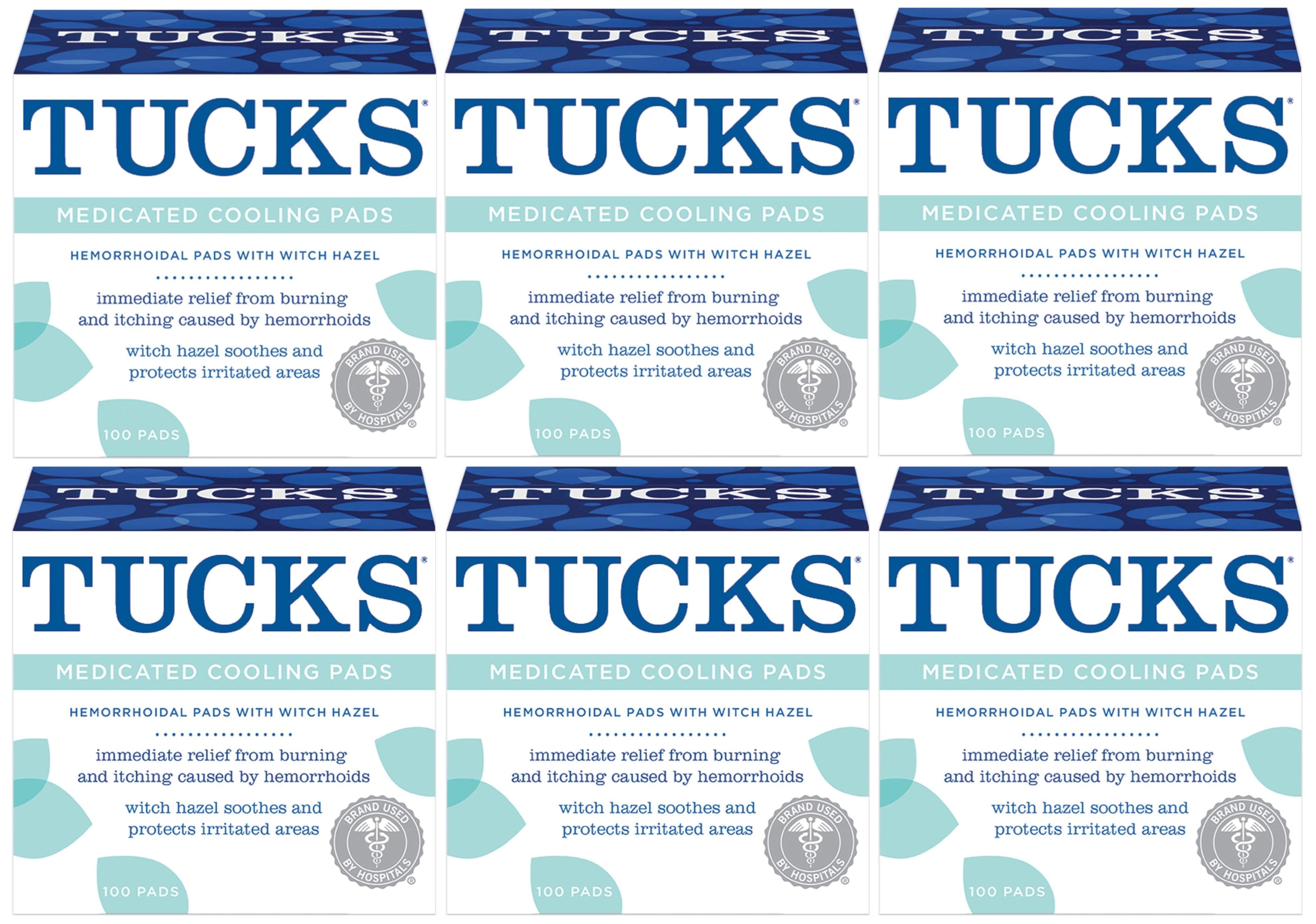 TUCKS Medicated Cooling Pads 100 Each (Pack of 6) - Walmart.com
