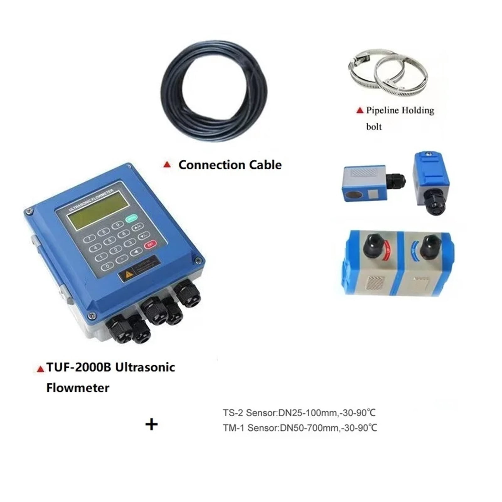 TUF-2000B TS-2 TM-1 TL-1 Wall Mounted Ultrasonic Water Flowmeter IP67 ...