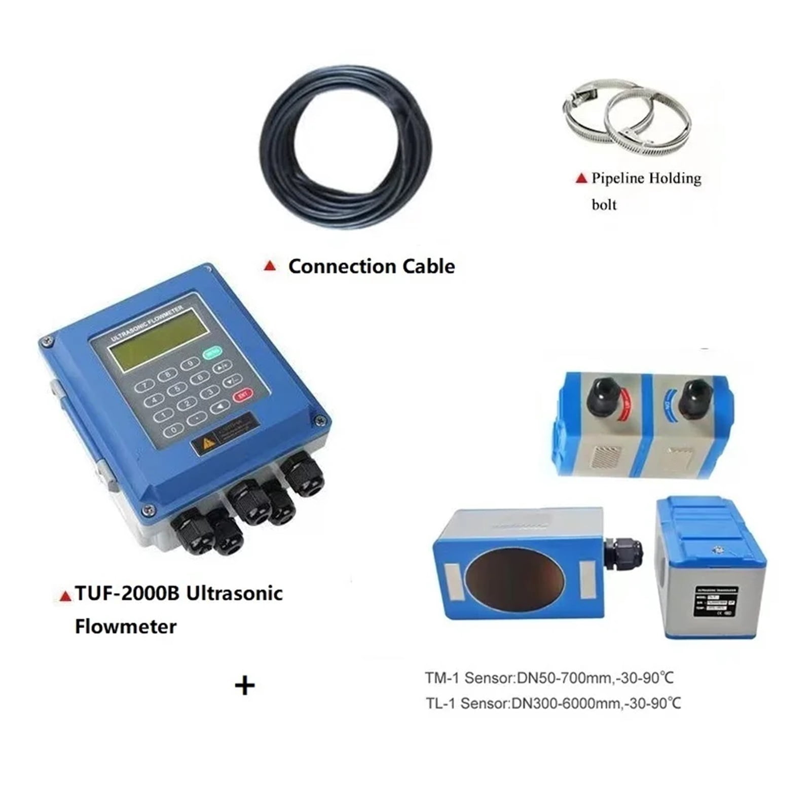 TUF-2000B TS-2 TM-1 TL-1 Wall Mounted Ultrasonic Water Flowmeter IP67 ...