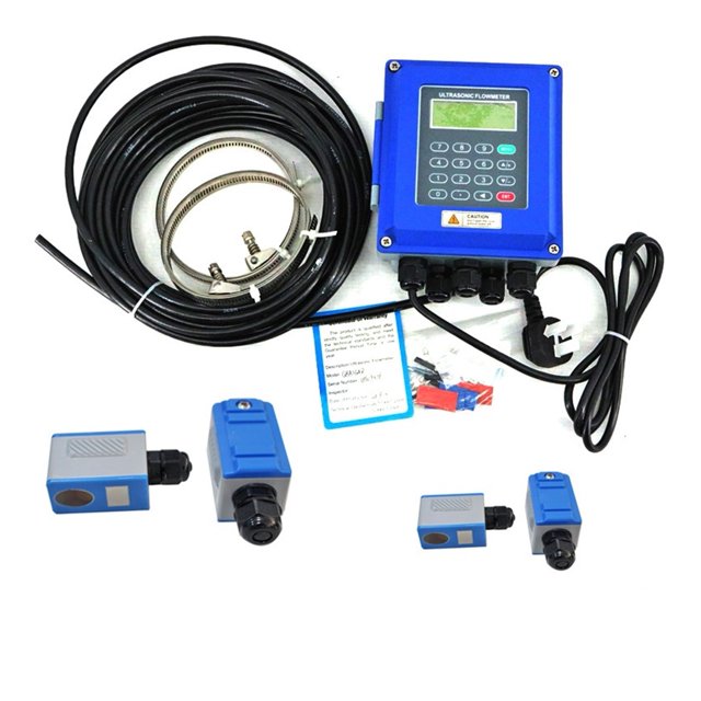 TUF-2000B Wall Mounted Water Flow Meter Transducer Optional SD Storage Clamp Sensor Digital ...