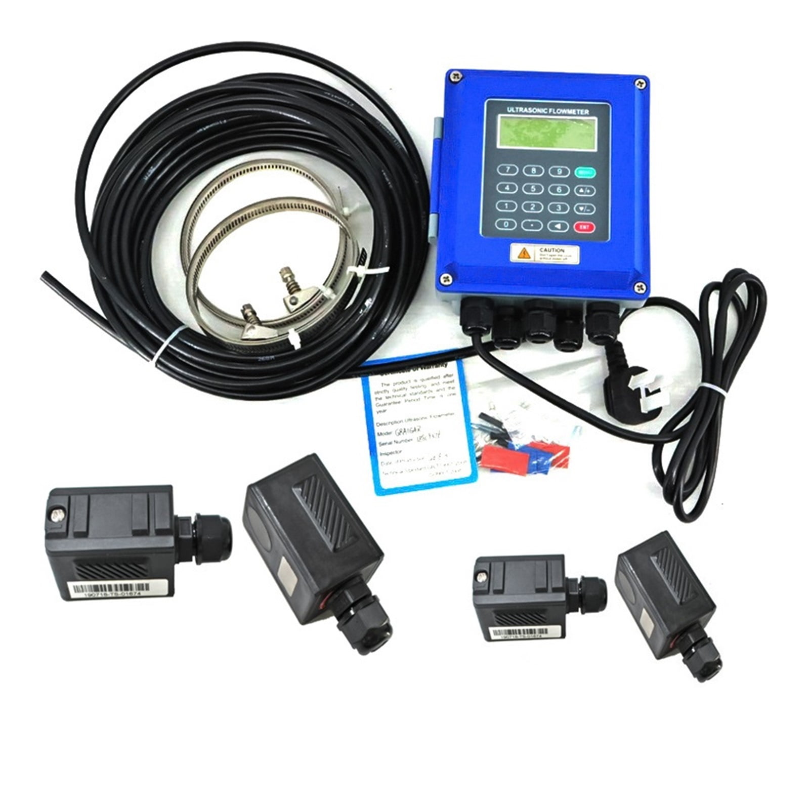 TUF-2000B Wall Mounted Water Flow Meter Transducer Optional SD Storage Clamp Sensor Digital ...