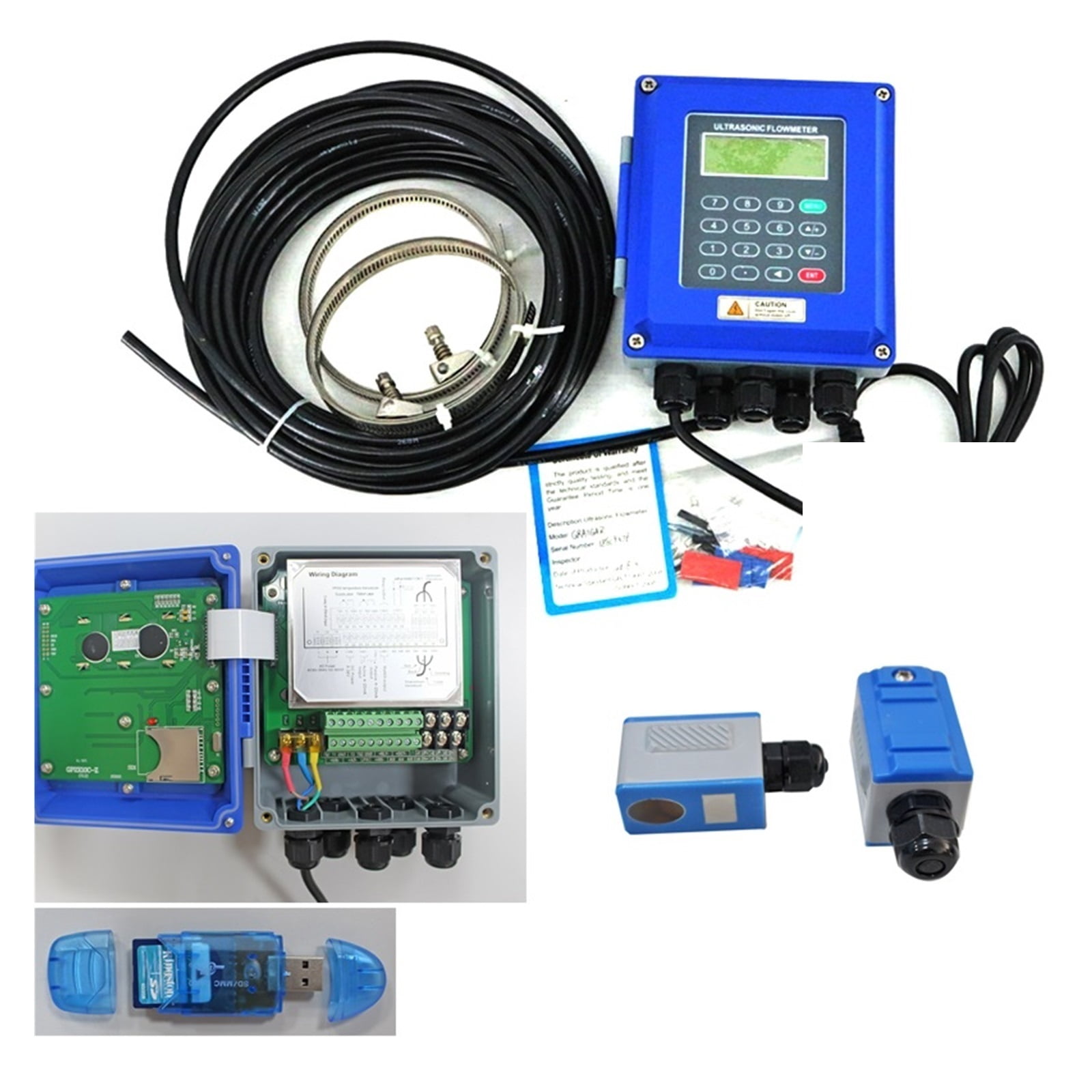 TUF-2000B Water Ultrasonic Flow Meter TS-2/TM-1/TL-1 Wall Mounted Type ...