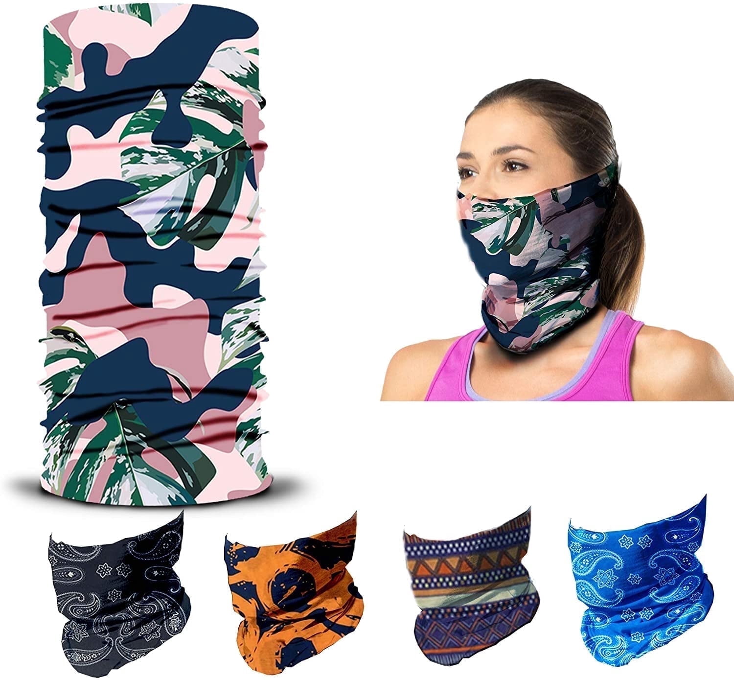 TUFF Sports Face Mask Headwear - Works as Fishing Sun Mask, Neck Gaiter ...