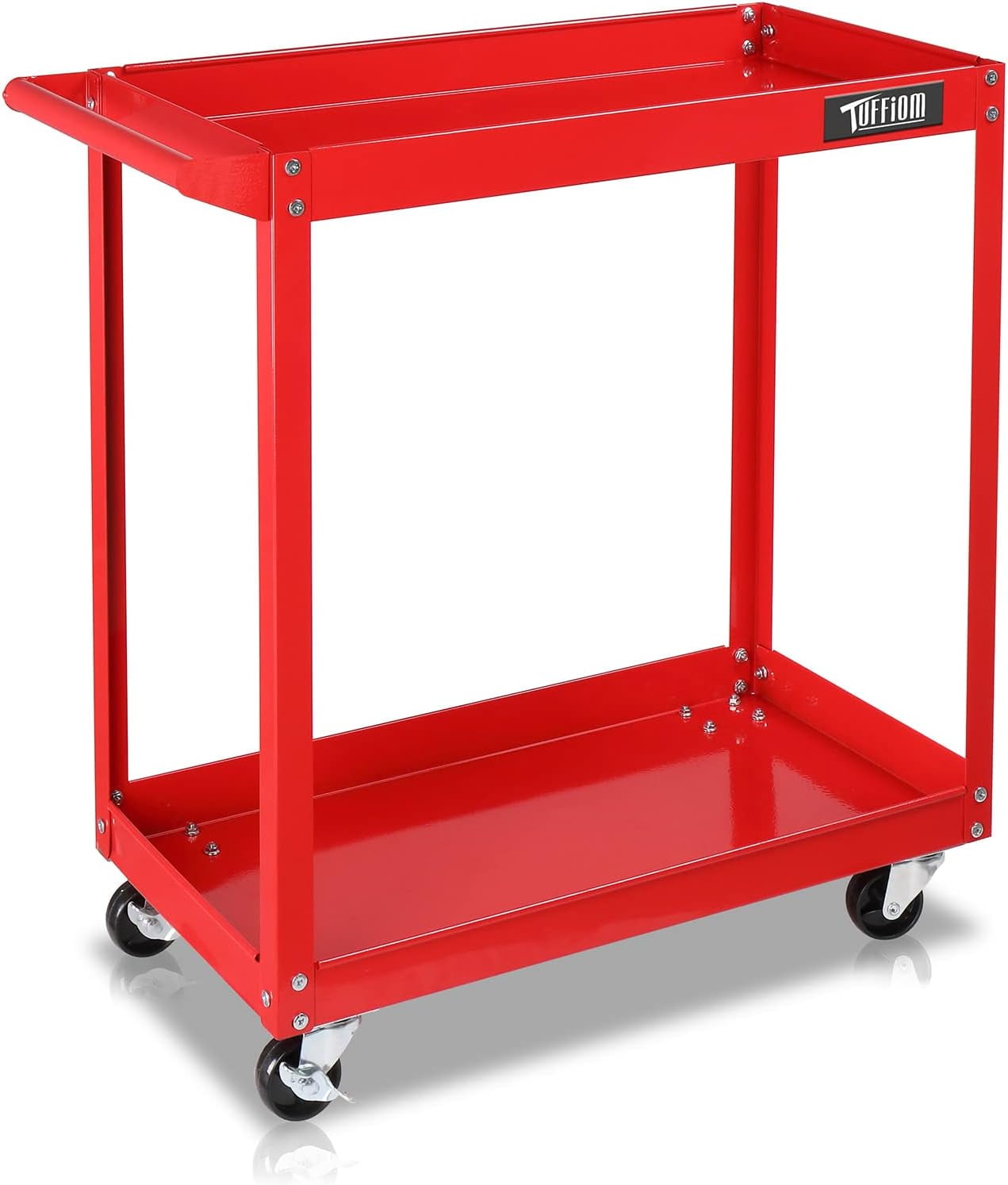 TUFFIOM Mobile 2 Tier Rolling Tool Cart, 220lbs Capacity Steel Service ...