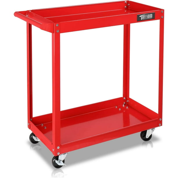 TUFFIOM 2 Tier Rolling Tool Cart 220lbs Capacity Steel Service Utility ...
