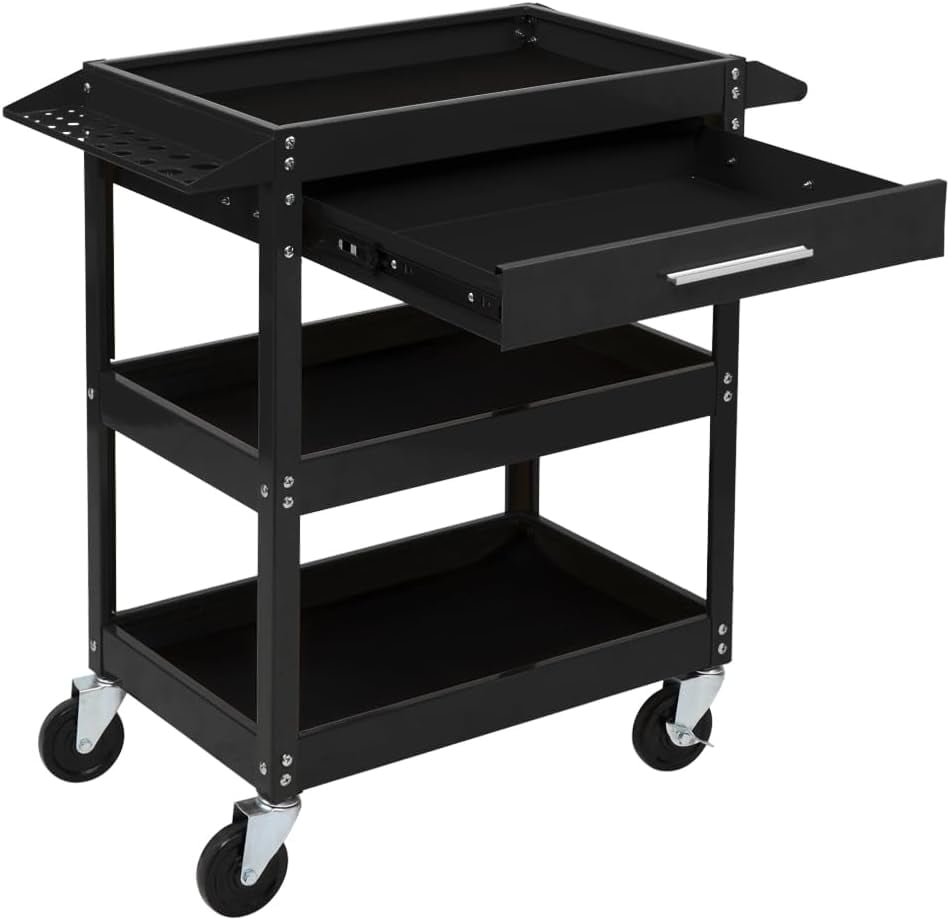 TUFFIOM 3 Tier Rolling Tool Cart with Drawer, Tool Service Cart on ...