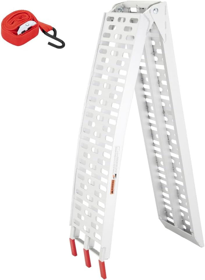 TUFFIOM 7ft Aluminum Truck Ramp, 750 lbs. Capacity Folding Loading Ramp ...