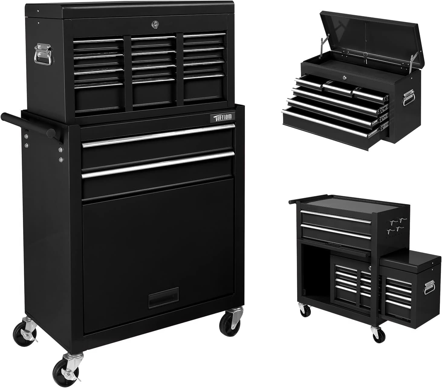 TUFFIOM 8-Drawer Rolling Tool Chest, Tool Storage Cabinet w/Lockable ...