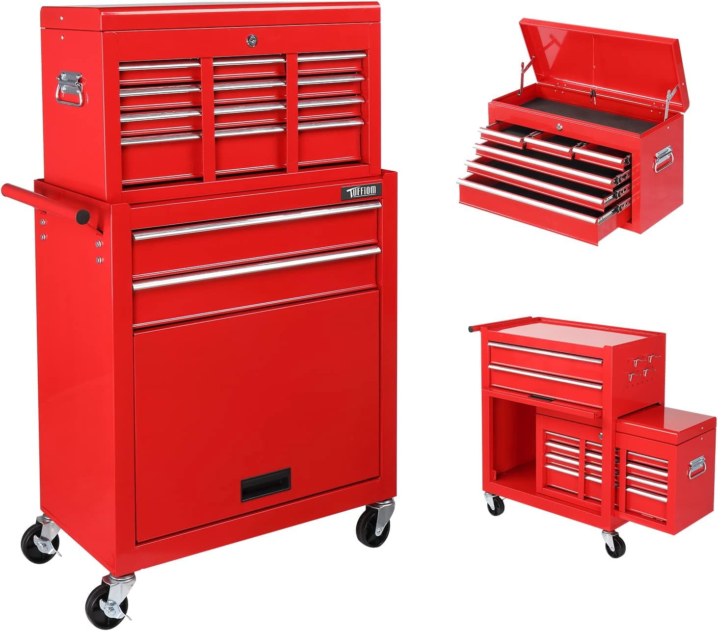 TUFFIOM 8-Drawer Rolling Tool Chest, Tool Storage Cabinet w/Lockable ...