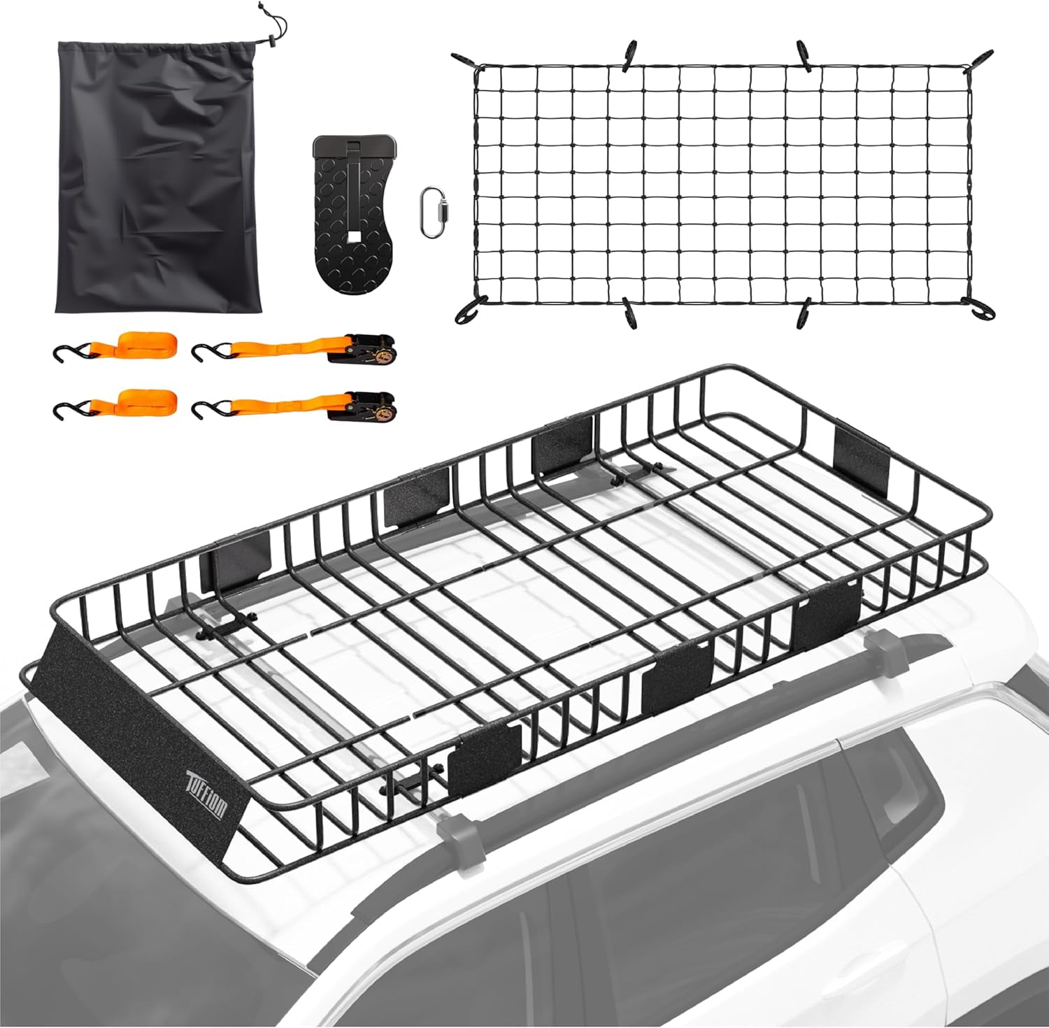 TUFFIOM 84"x 39"x 6" Universal Rooftop Cargo Carrier Basket, Extendable ...