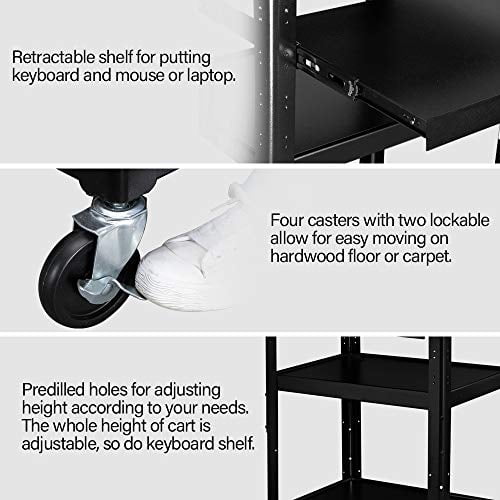 TUFFIOM AV Presentation Cart for Video Projector Laptop Computer ...
