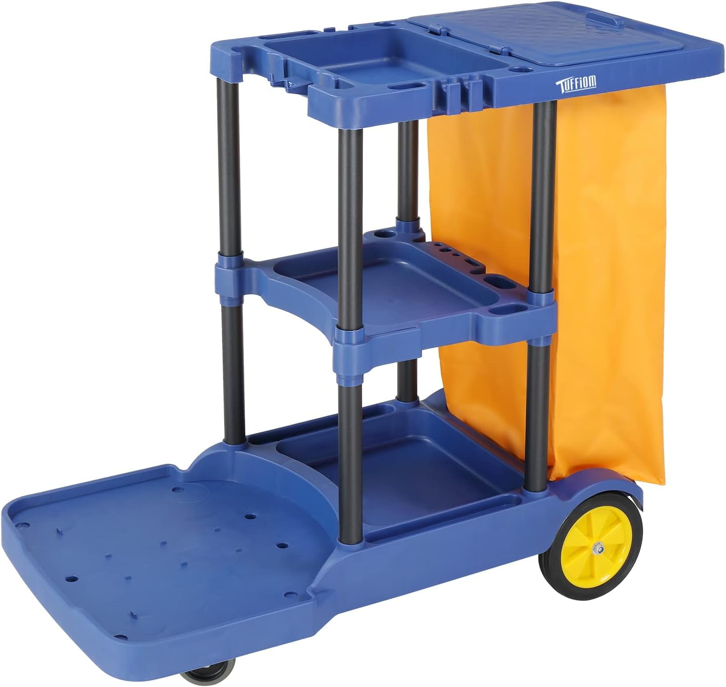 TUFFIOM Commercial Traditional Cleaning Janitorial 3-Shelf Cart, 500 ...