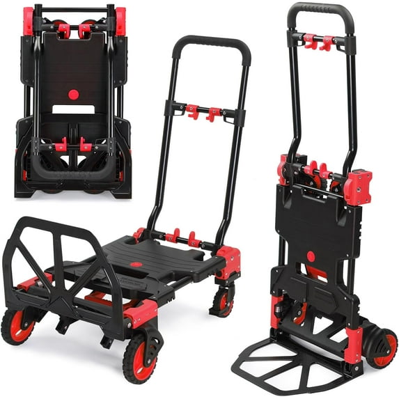 TUFFIOM Folding Hand Truck, 330 lbs Capacity 2-in-1 Dolly Cart ...