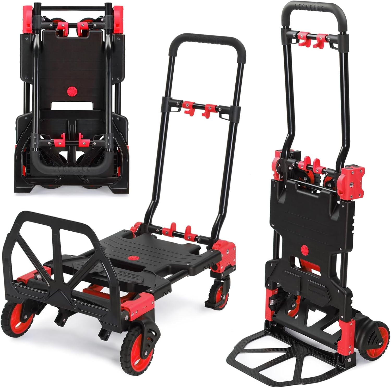 TUFFIOM Folding Hand Truck, Dolly Cart 330 lbs Capacity 2-in-1 ...