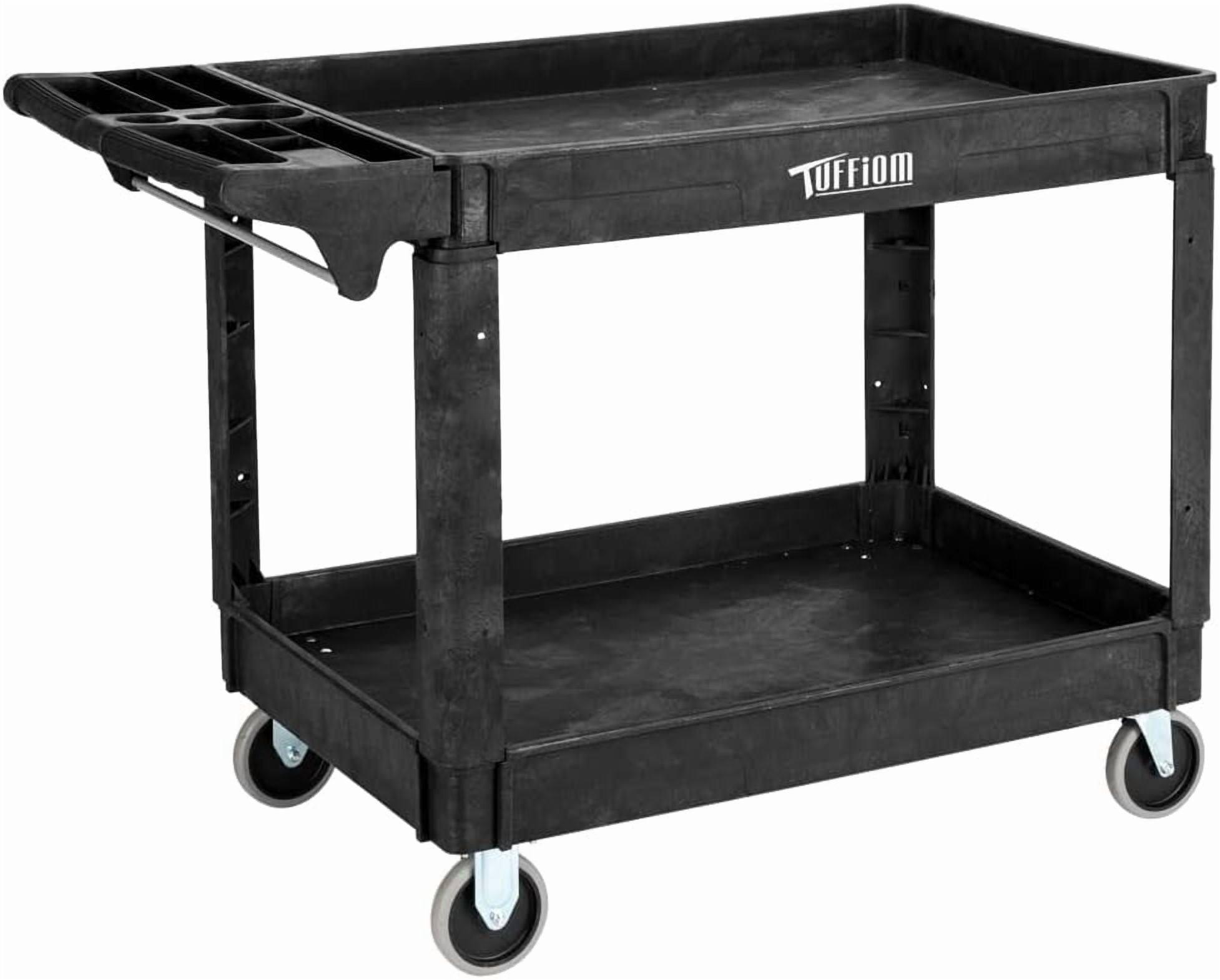 TUFFIOM Plastic Service Utility Cart with Wheels, 550lbs Capacity Heavy ...