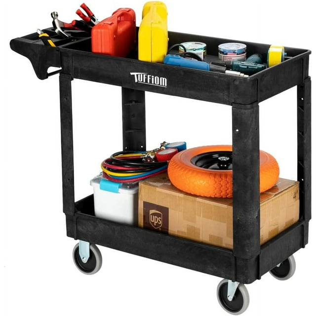 TUFFIOM Plastic Service Utility Cart with Wheels,550lbs Capacity,Heavy ...